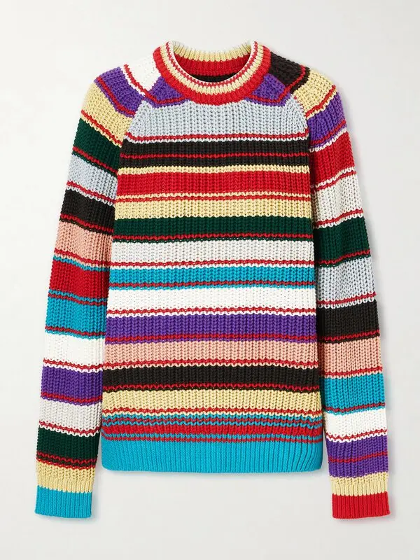Aimé Leon Dore Striped Crewneck Cotton-knitted Sweater