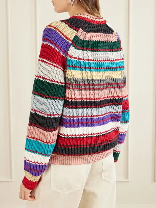 Aimé Leon Dore Striped Crewneck Cotton-knitted Sweater