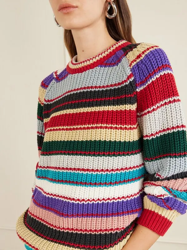 Aimé Leon Dore Striped Crewneck Cotton-knitted Sweater