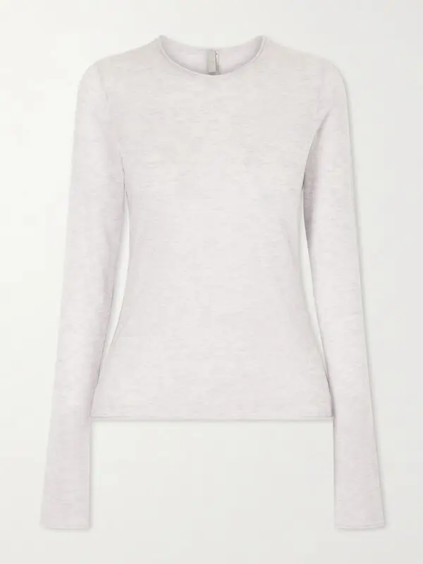 SKIMS Long Sleeve Boatneck Cashmere Top - Gray