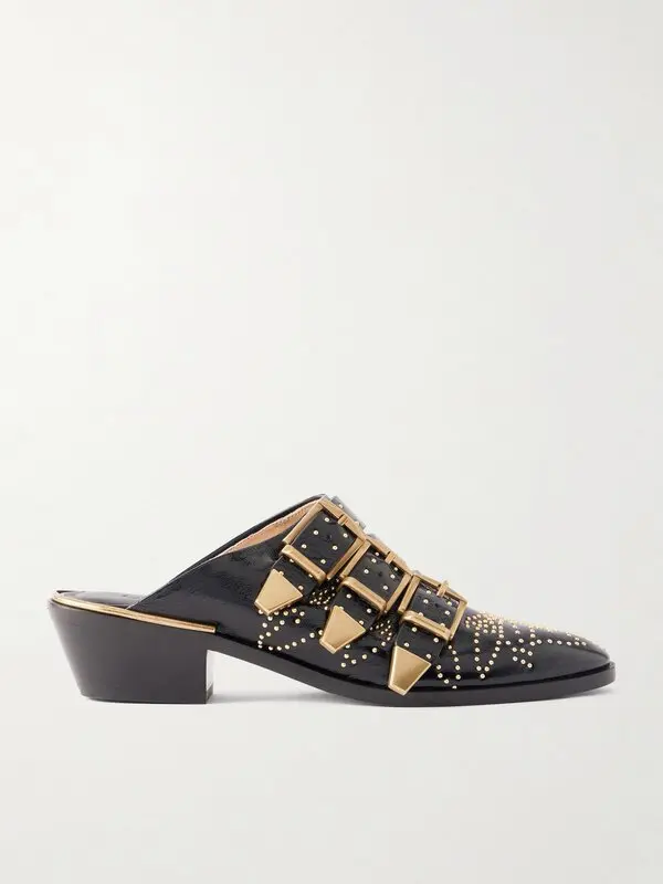 Chloé Susanna Studded Leather Mules - Black