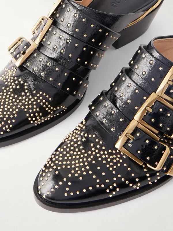 Chloé Susanna Studded Leather Mules - Black