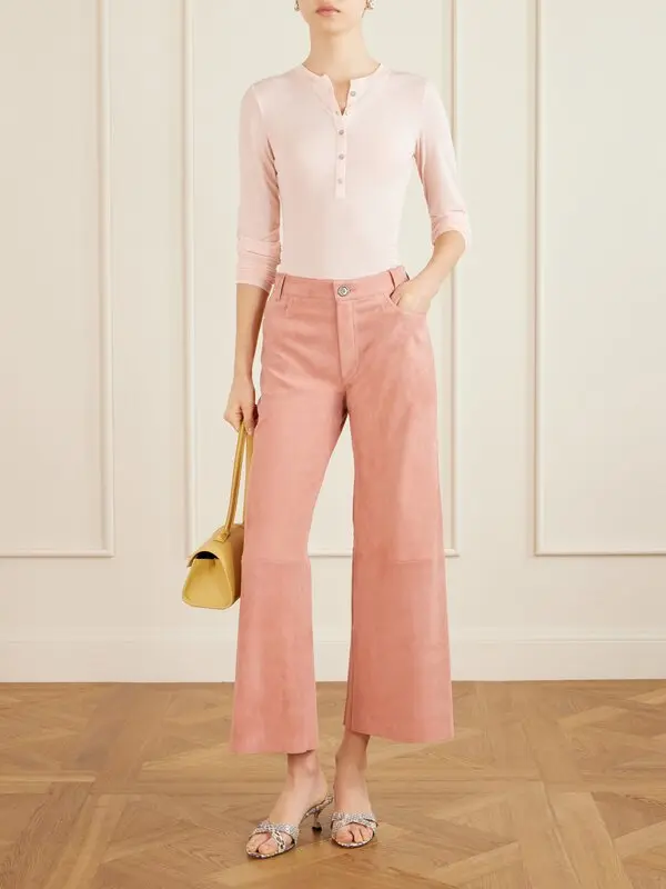 Stouls Lilou Suede Wide-leg Pants - Pink