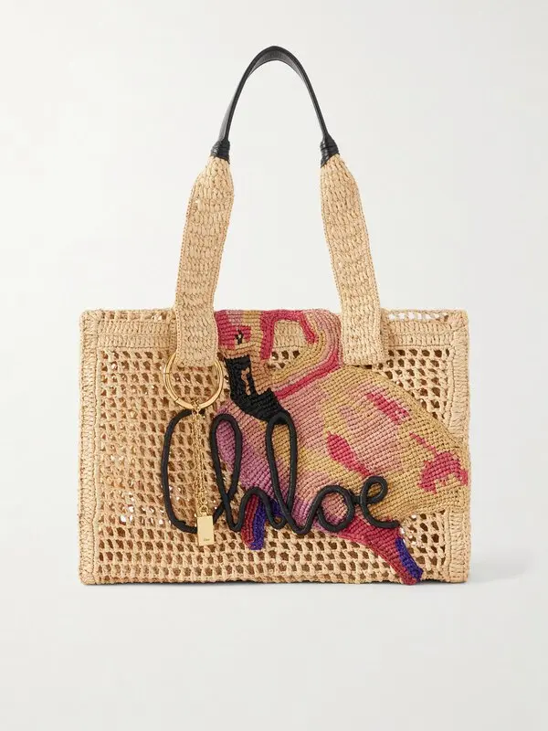 Chloé Embellished Raffia Tote Bag - Neutrals
