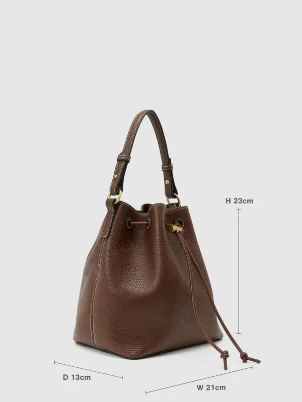 REISS Esther Grained-leather Bucket Bag - Tan