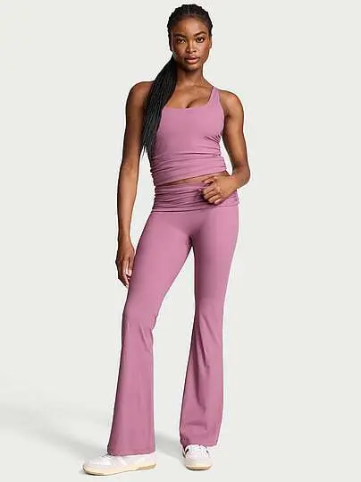 Victoria's Secret Vsx Elevate™ Ribbed Foldover Flare Leggings - Purple