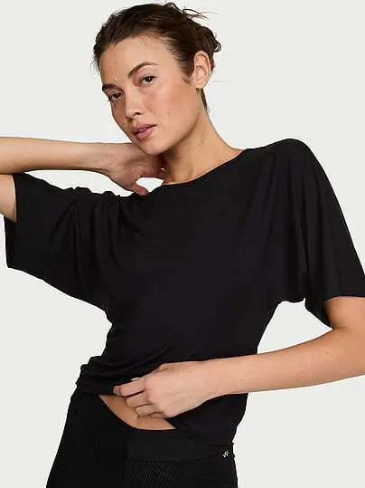 Victoria's Secret Vsx Drapey Knit Tee - Black