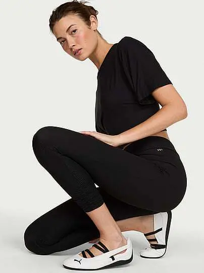 Victoria's Secret Vsx Elevate™ Rib Ruched V-waist Legging - Black