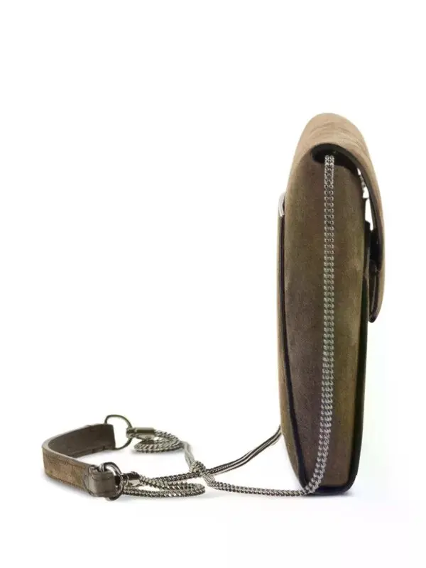 Brunello Cucinelli Suede Clutch With Chain Strap - Brown