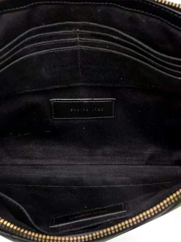 Saint Laurent 2020 Chevron Calfskin Monogram Zip A4 Pouch