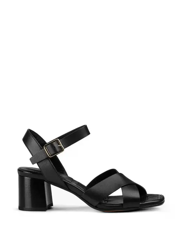 DOUCAL'S Cross-strap Leather Sandals - Black