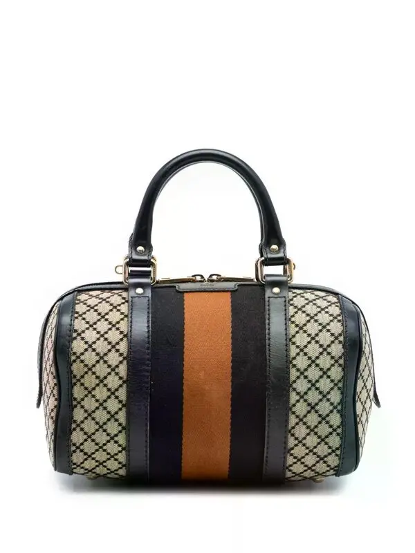 Gucci 2016-2026 Diamante Canvas Web Joy Boston Satchel - Black
