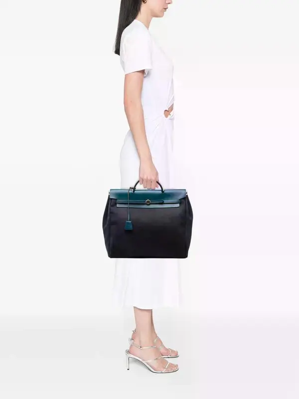 Hermès 2002-2007 Toile Herbag Mm Satchel - Blue