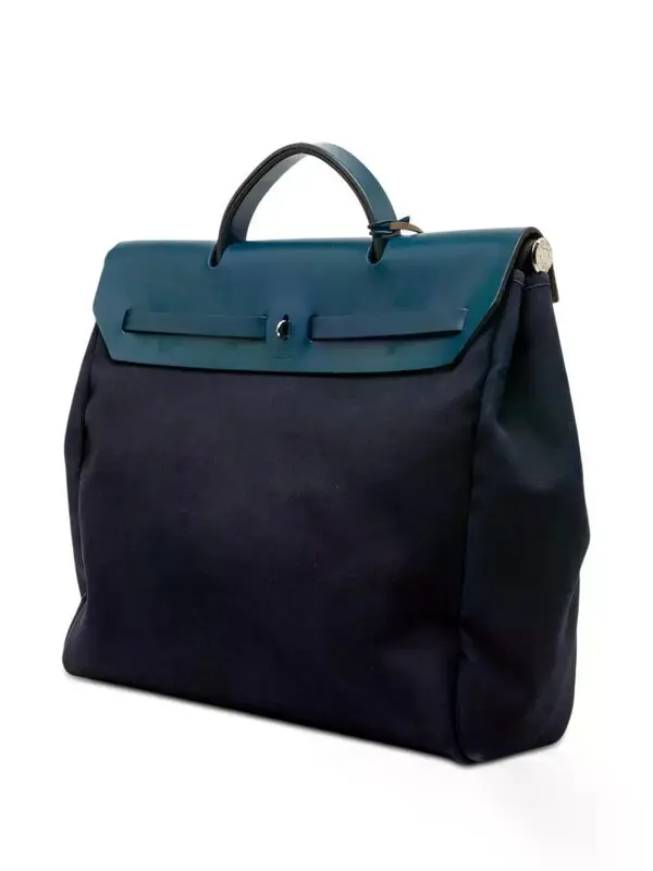 Hermès 2002-2007 Toile Herbag Mm Satchel - Blue