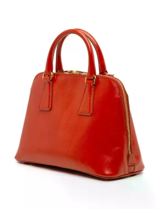 Prada Small Saffiano Vernice Promenade Satchel - Orange