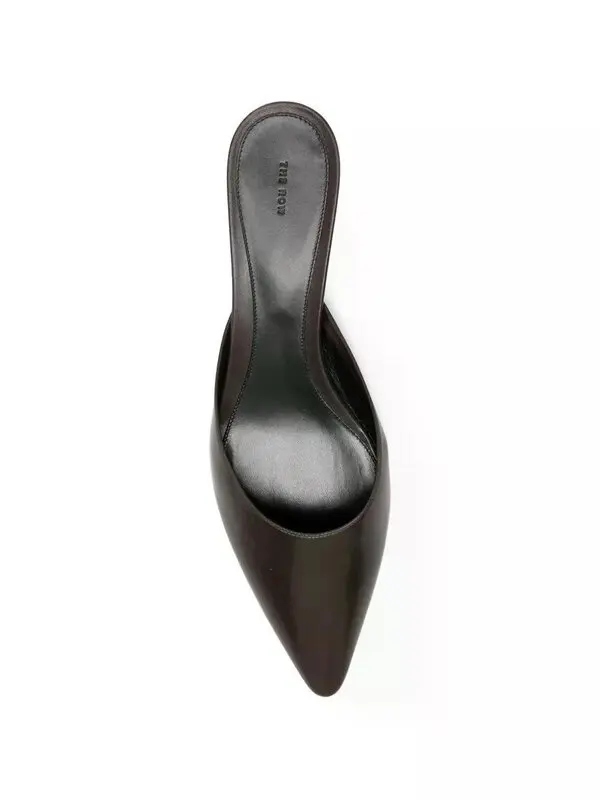 THE ROW Pointed Leather Mules - Brown