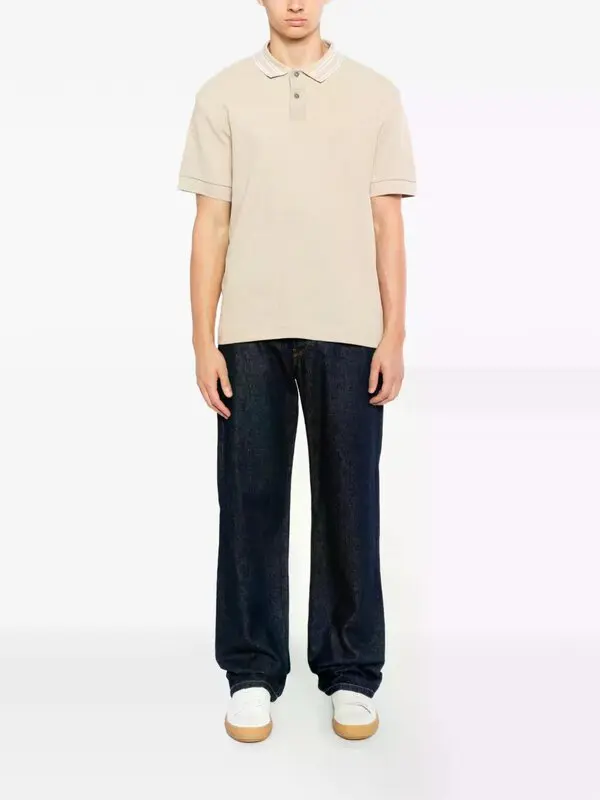 BOSS Striped Collar Polo Shirt - Neutrals