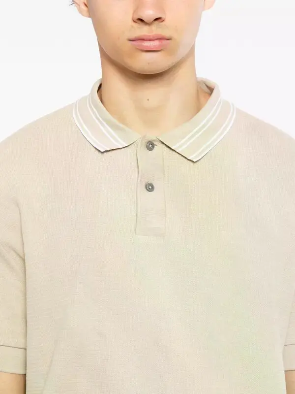 BOSS Striped Collar Polo Shirt - Neutrals