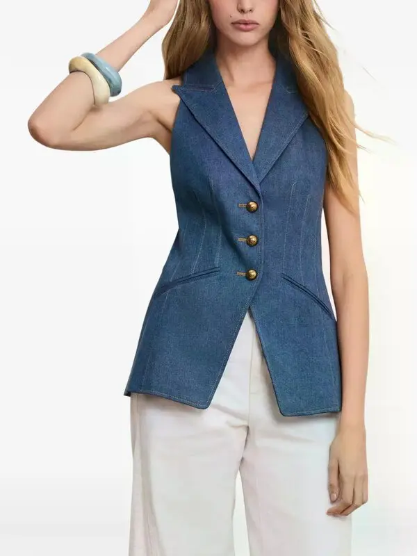 Veronica Beard Peak-lapel Button Gilet