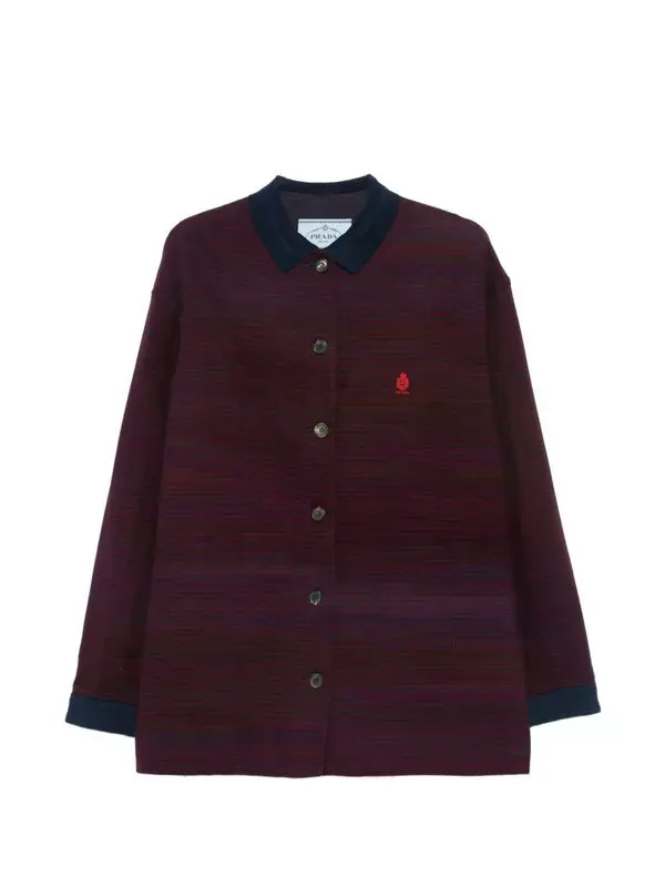 Prada Striped Embroidered Jacket - Red