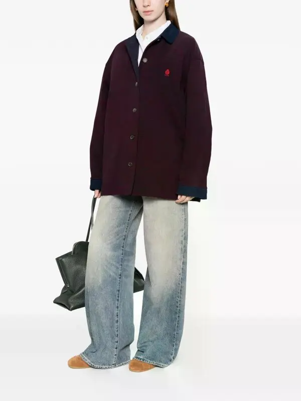 Prada Striped Embroidered Jacket - Red