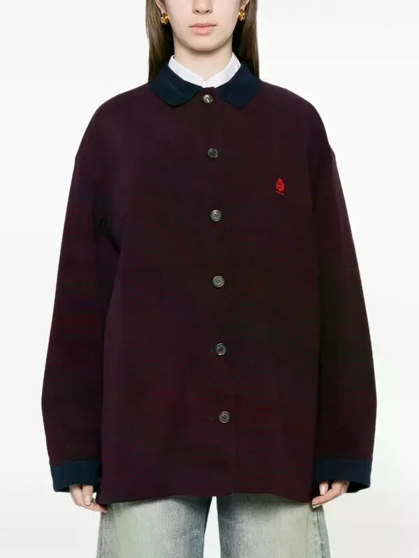 Prada Striped Embroidered Jacket - Red