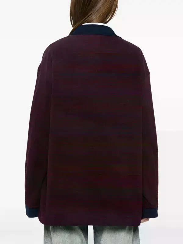 Prada Striped Embroidered Jacket - Red