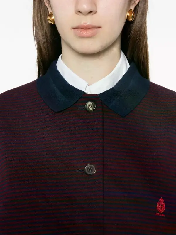 Prada Striped Embroidered Jacket - Red