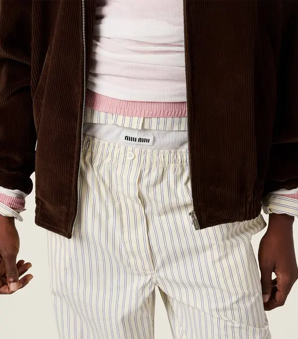 Miu Miu Corduroy Blouson Jacket With Logo - Brown