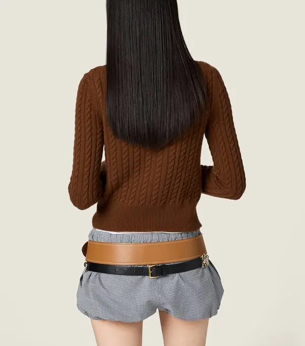 Miu Miu Cashmere Cable-knit Cardigan - Brown