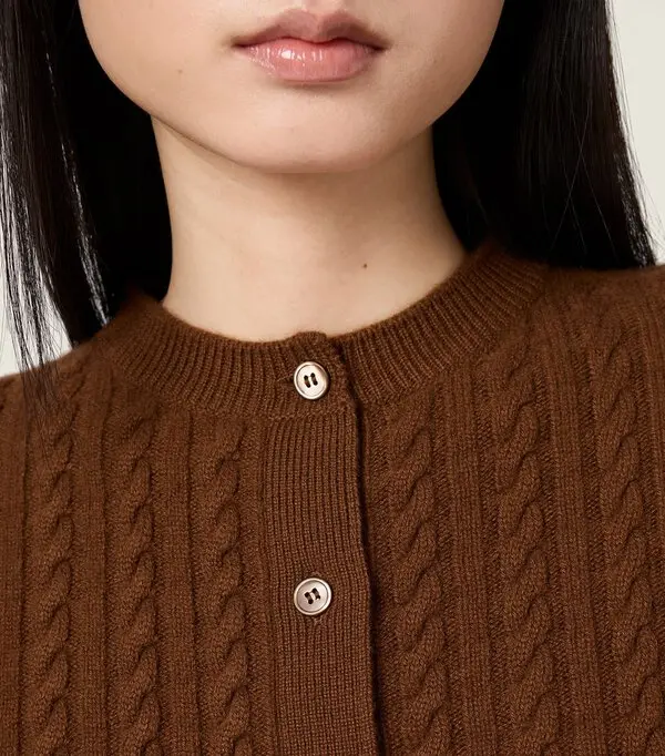 Miu Miu Cashmere Cable-knit Cardigan - Brown