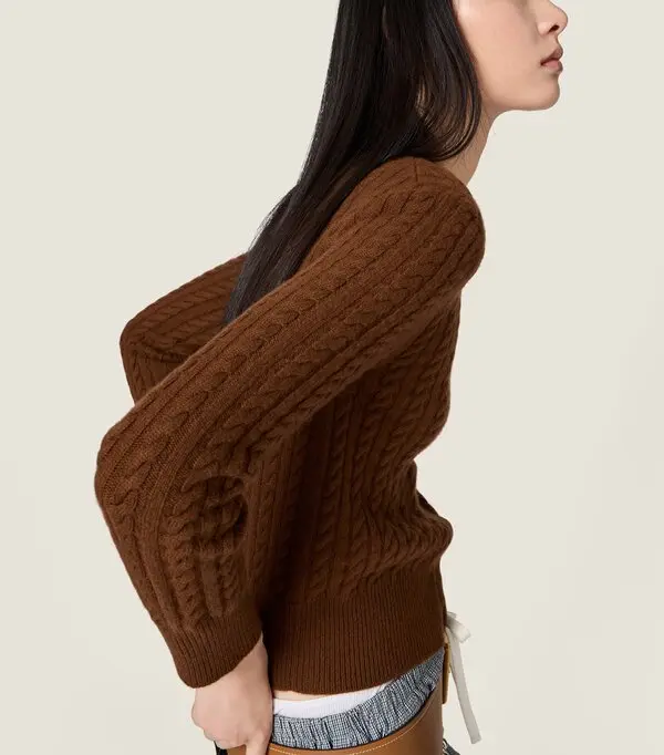 Miu Miu Cashmere Cable-knit Cardigan - Brown