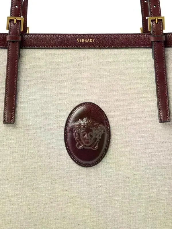 Versace Rivière Large Canvas Tote - Neutrals