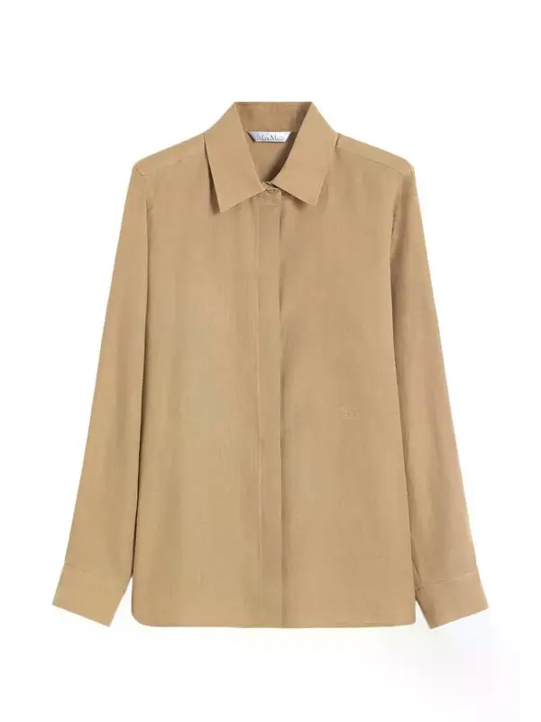 Max Mara Collared Linen Shirt - Neutrals