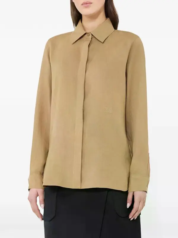 Max Mara Collared Linen Shirt - Neutrals