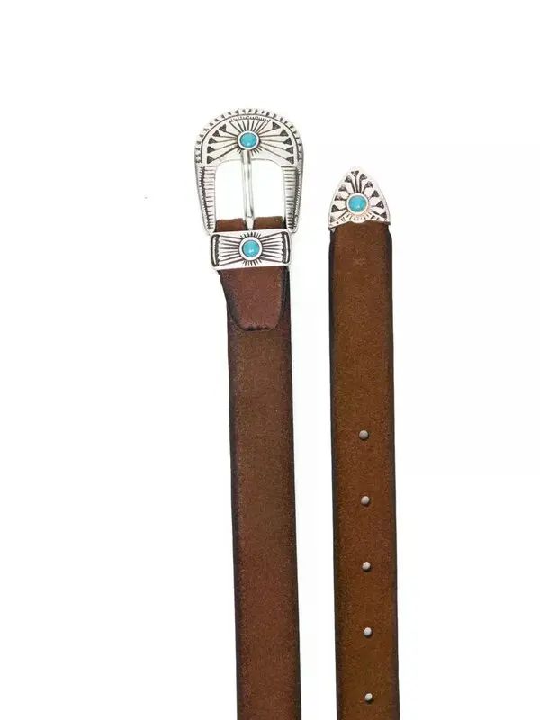 ALBERTO LUTI Embellished Leather Belt
