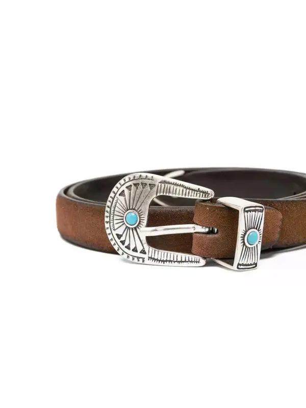 ALBERTO LUTI Embellished Leather Belt