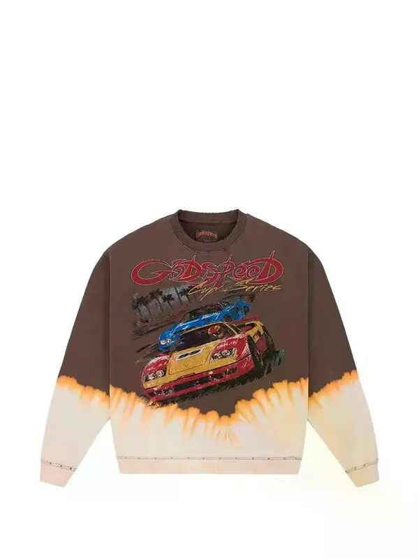GODSPEED Bleached-effect Graphic-print Sweatshirt - Brown