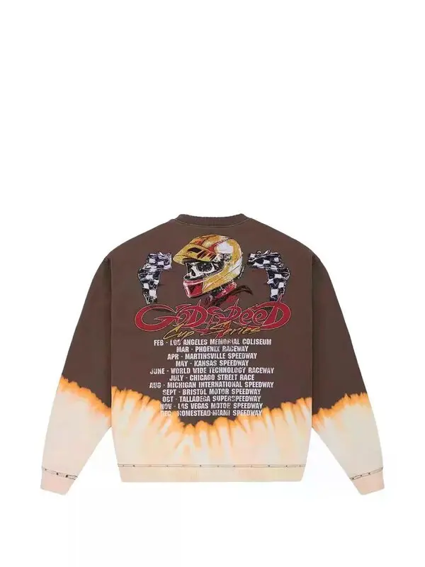 GODSPEED Bleached-effect Graphic-print Sweatshirt - Brown