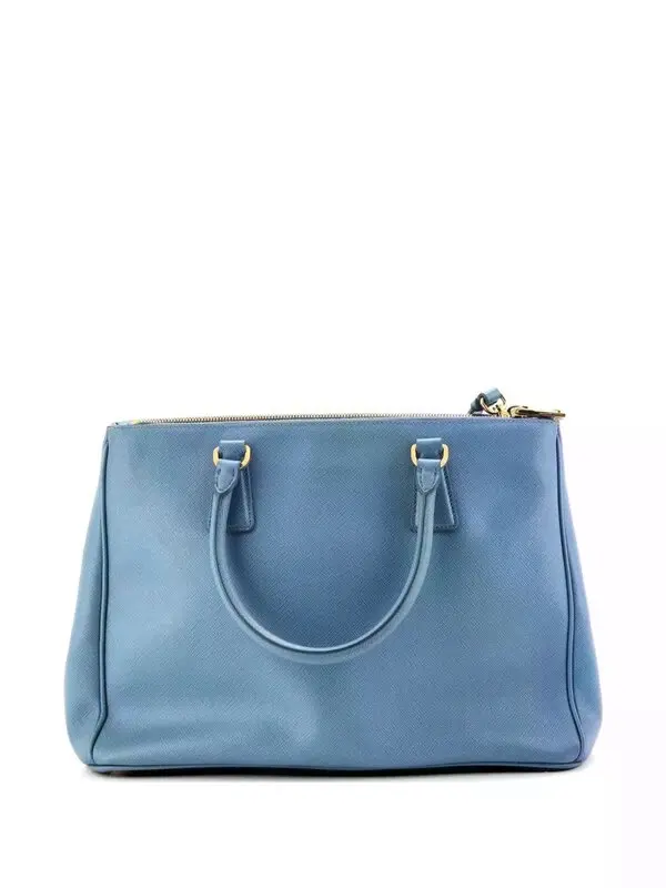 Prada Double Zip Lux Saffiano Leather Medium Tote Bag - Blue