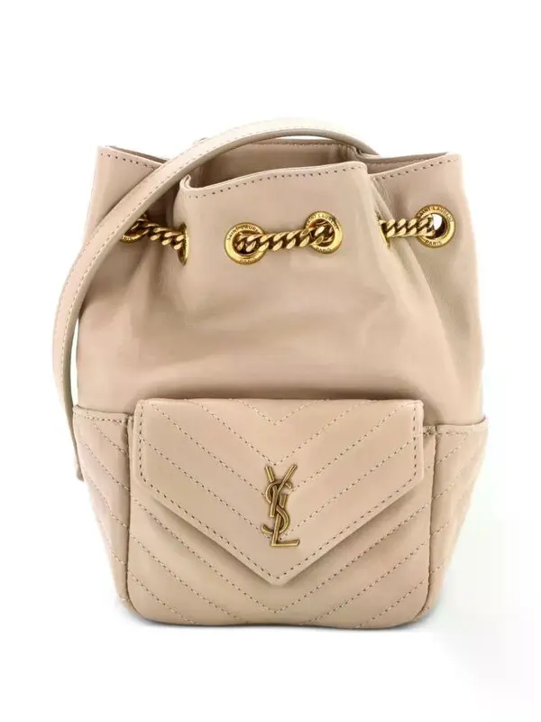 Saint Laurent Joe Matelasse Chevron Leather Mini Bucket Bag