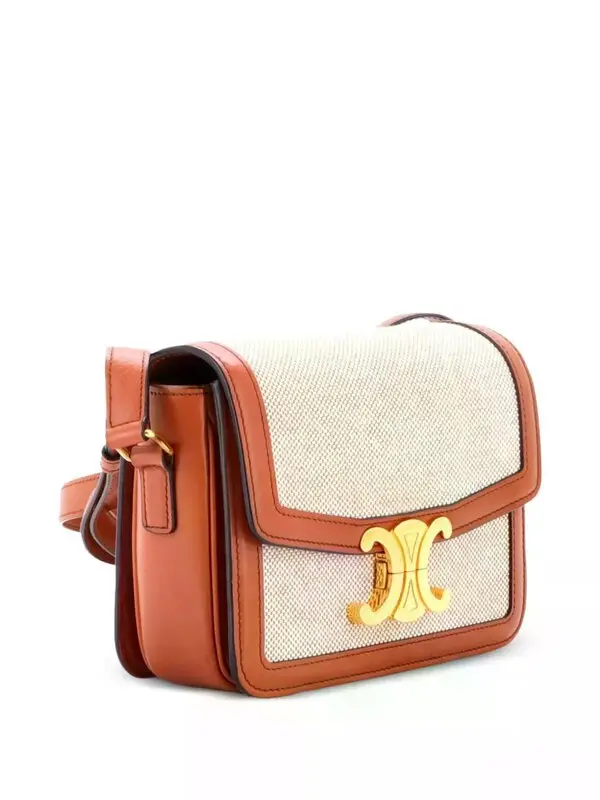 Celine Triomphe Teen Crossbody Bag Canvas With Leather - Brown