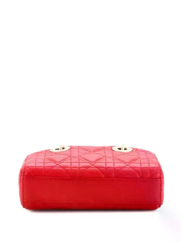 Dior Lady D-joy Bag Heart Cannage Quilt Leather Micro Satchel - Red