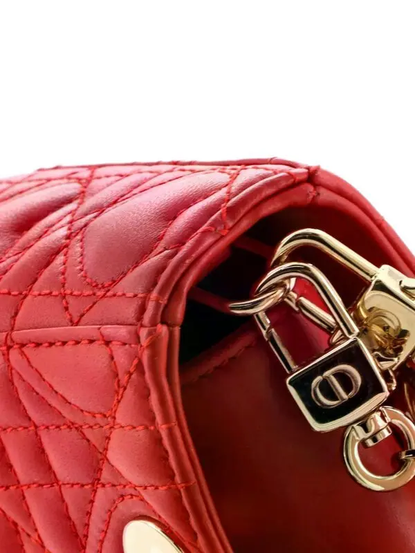 Dior Lady D-joy Bag Heart Cannage Quilt Leather Micro Satchel - Red