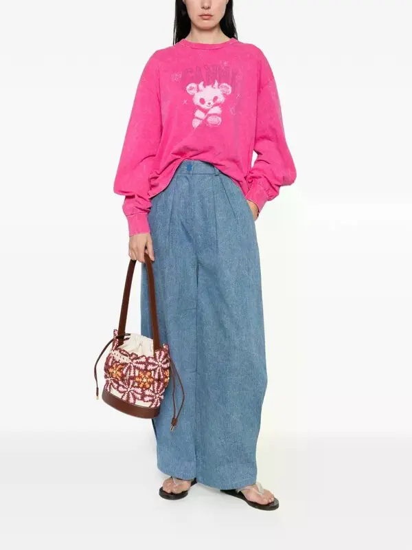 GANNI Graphic Long-sleeve T-shirt - Pink
