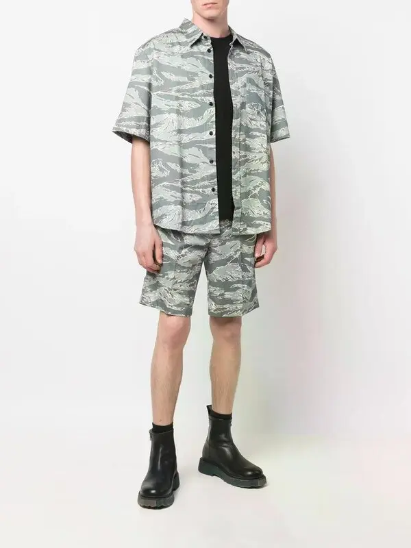 DIESEL® Camouflage Print Cotton Blend Bermuda Shorts