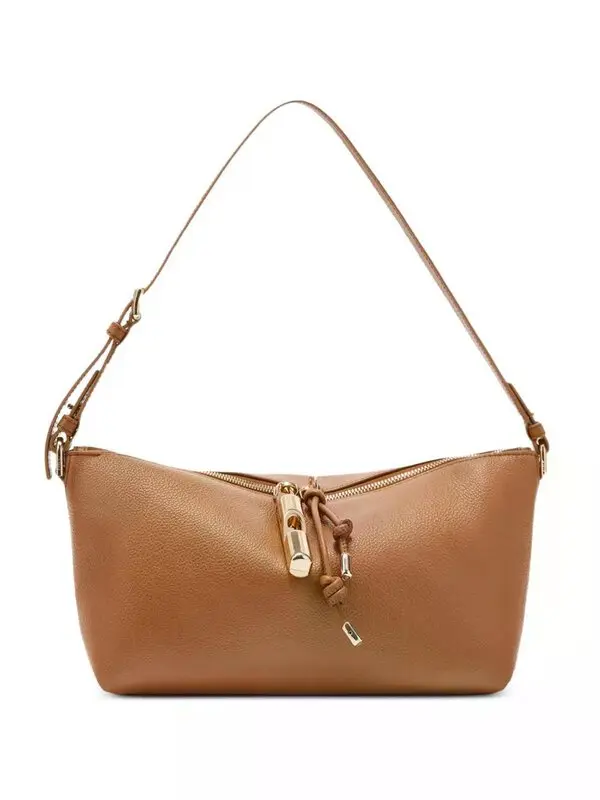 Furla Debby Zip Leather Shoulder Bag - Brown