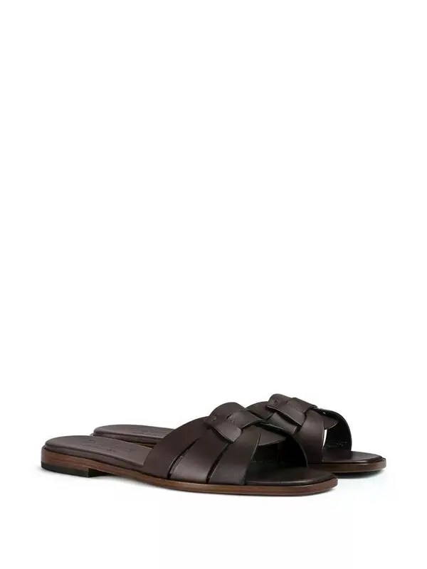 DOUCAL'S Leather Woven Sandals - Brown