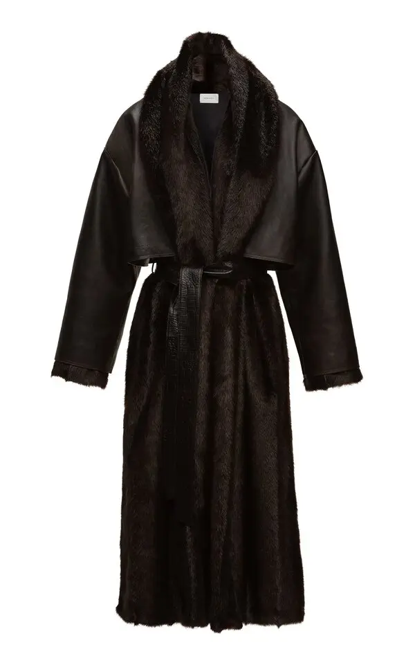 Magda Butrym Leather And Faux Fur Coat
