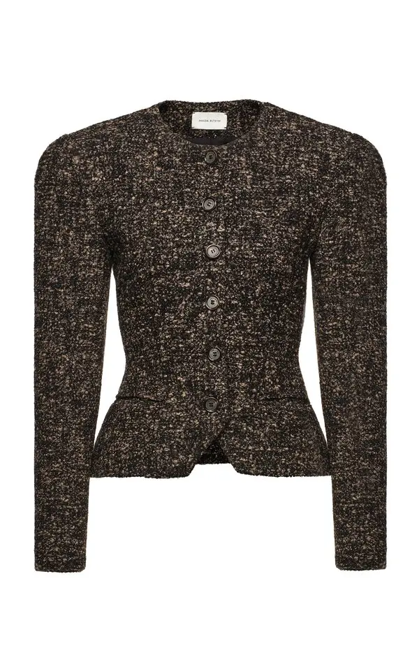 Magda Butrym Fitted Wool-blend Mouline Jacket - Brown
